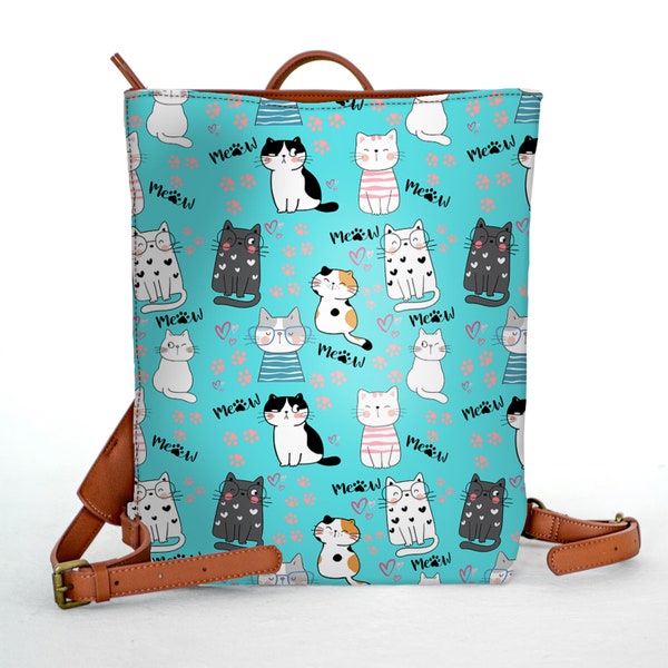 Cute Cat Design Backpack - Etsy