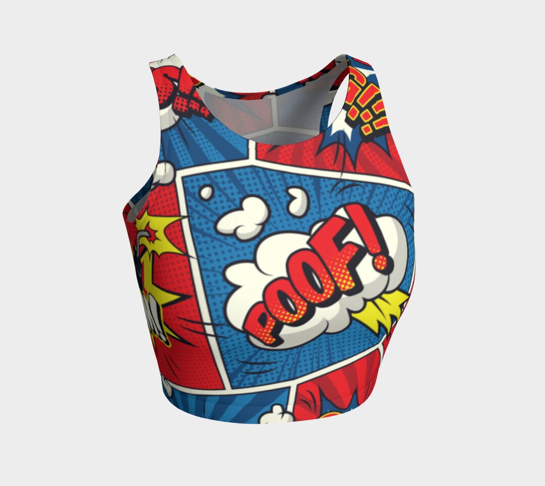 Comic Book Top | Athletic Crop Top | Women's Yoga Top | Workout ...