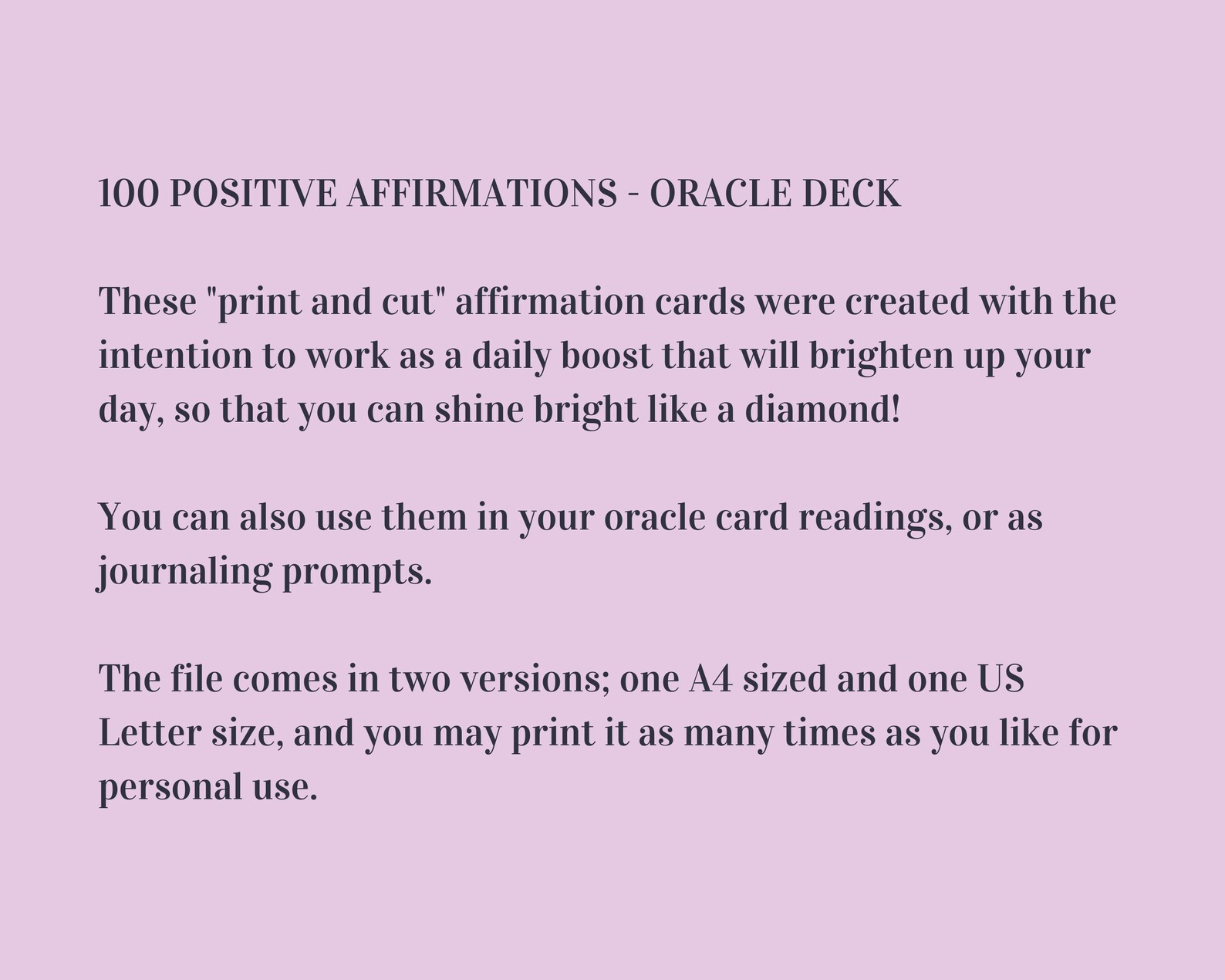 Positive Affirmation Cards: 100 Printable Oracle Cards for - Etsy
