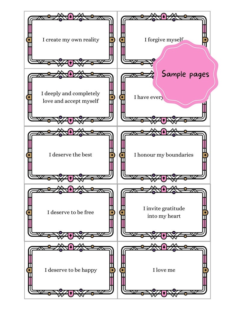 Positive Affirmation Cards: 100 Printable Oracle Cards for - Etsy