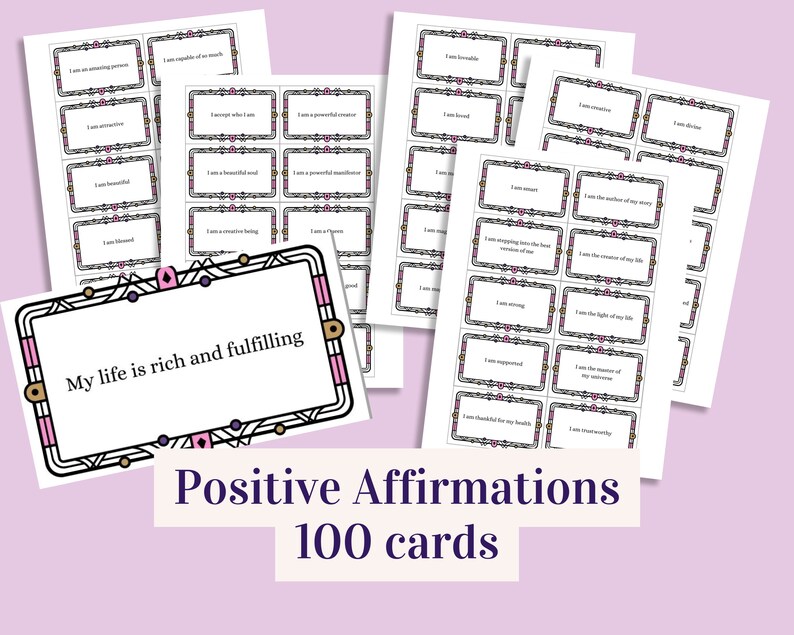 Positive Affirmation Cards: 100 Printable Oracle Cards for - Etsy