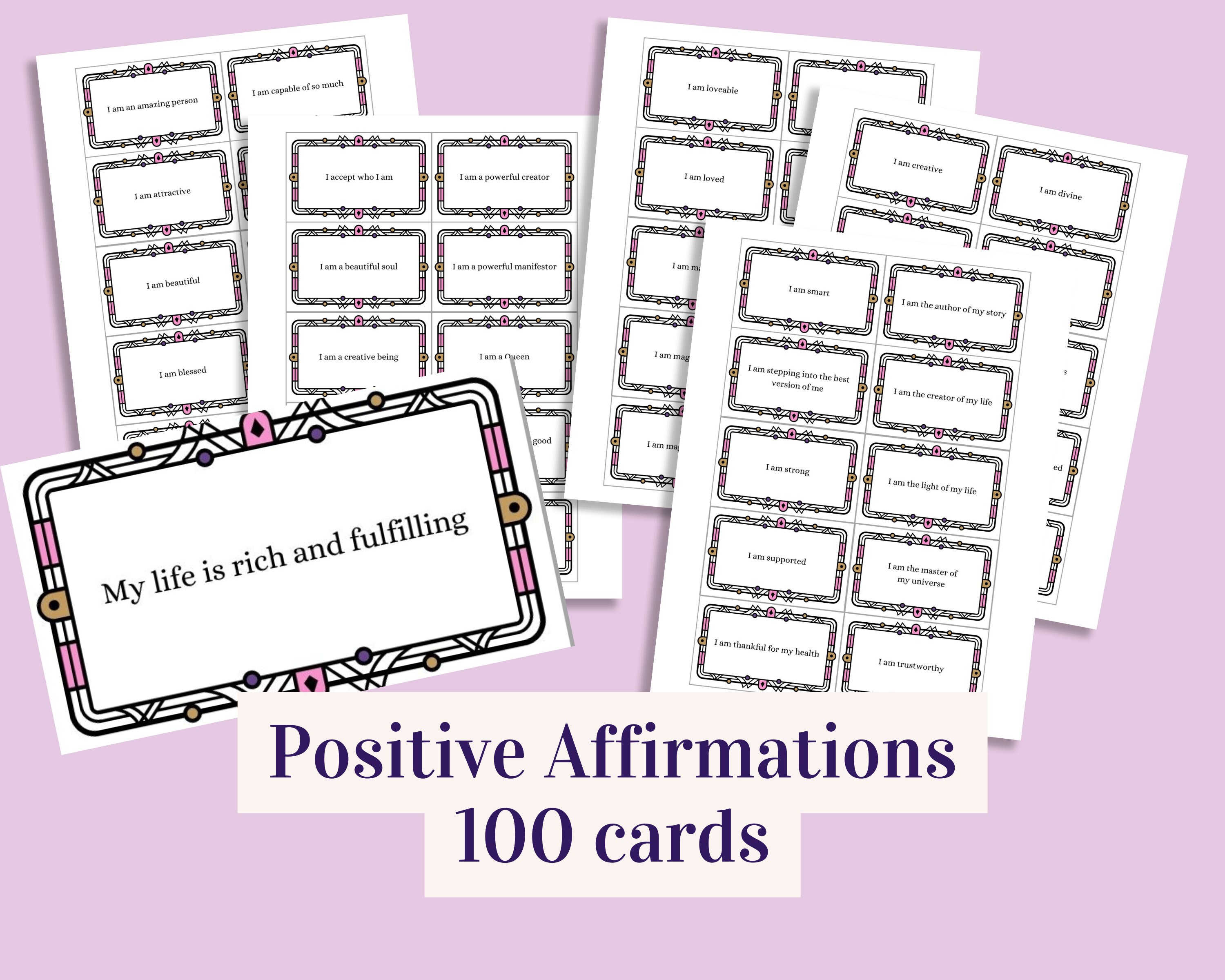 Positive Affirmation Cards: 100 Printable Oracle Cards for - Etsy