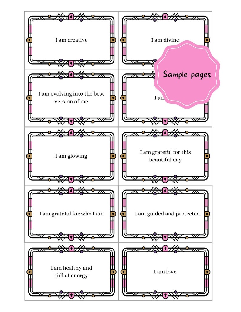 Positive Affirmation Cards: 100 Printable Oracle Cards for - Etsy