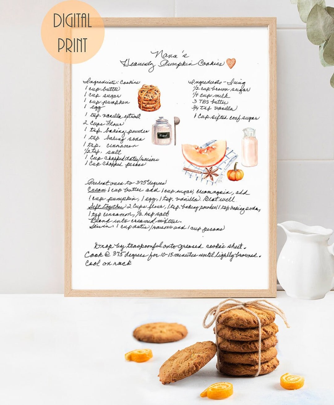 Personalized Illustrated Family Recipe, Meaningful Gift for Mom and ...