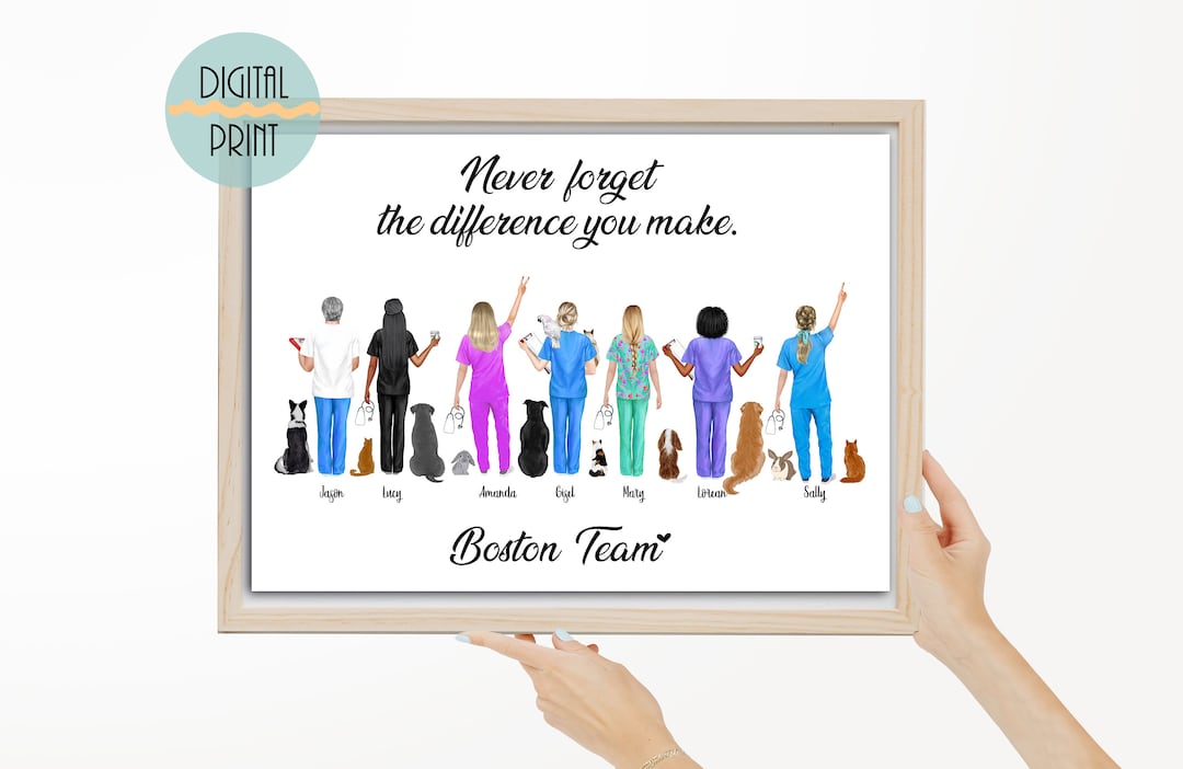 Personalised Vet Team Portrait – Custom Veterinary Staff Gift, Vet Tech ...