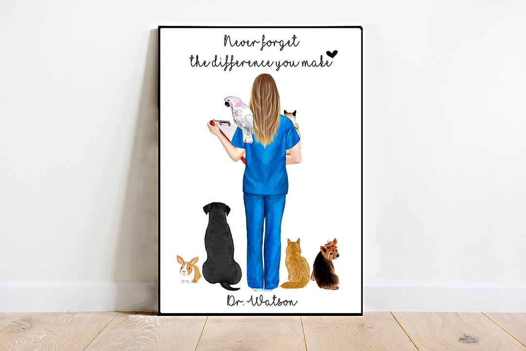 Personalised Vet Print, Vet Gift, Doctor Print, Customized Vet Portrait ...