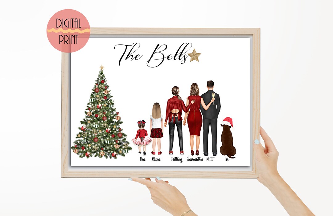 Custom Family Portrait,christmas Family Print, Christmas Gift for Mom ...