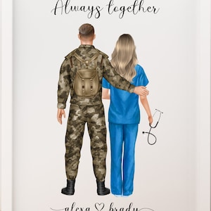 Personalised Nurse and Police Print,personalised Couples Portrait ...