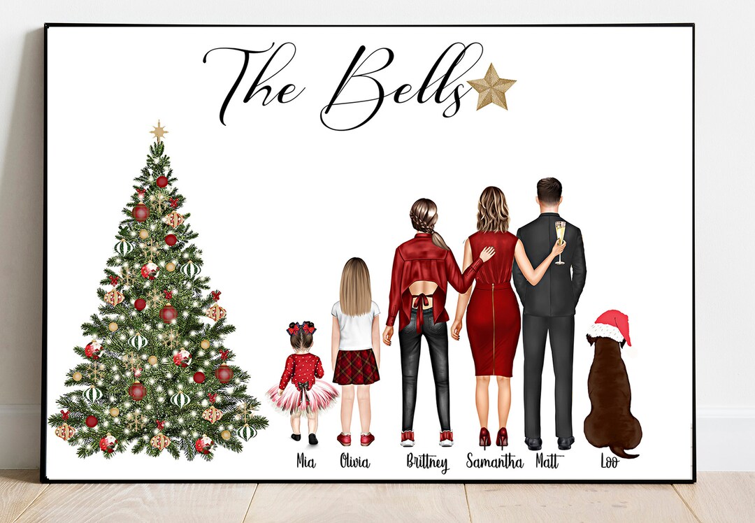 Custom Family Portraitchristmas Family Print Christmas Gift - Etsy