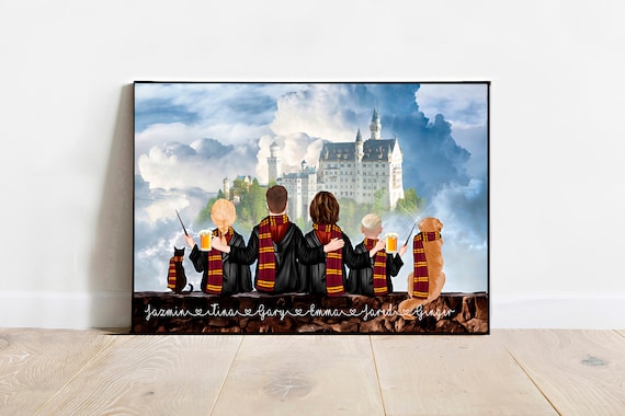 Wizard Family Portrait Wizard Family Print Personalised | Etsy