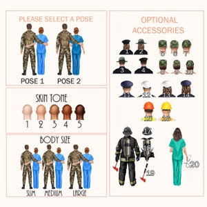 Personalised Nurse and Police Print,personalised Couples Portrait ...