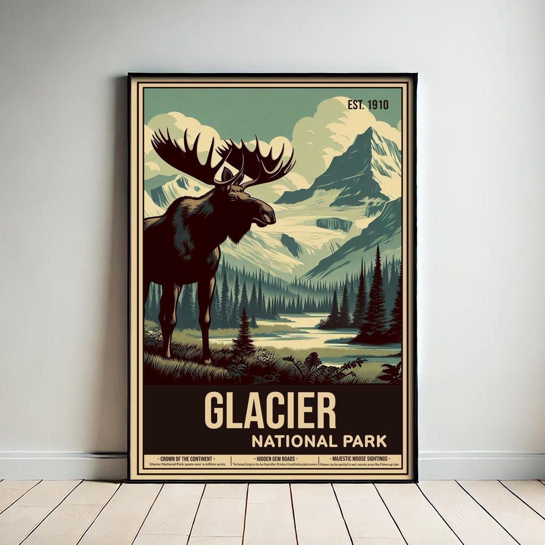 Glacier National Park Travel Poster | Glacier Park Print | Glacier Park ...