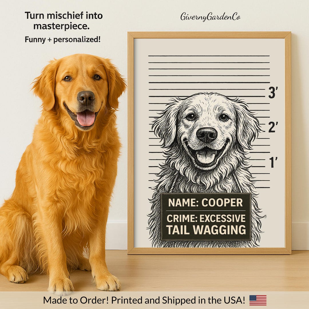 Custom Pet Mugshot Poster - Funny Personalized "crime" Print Featuring ...