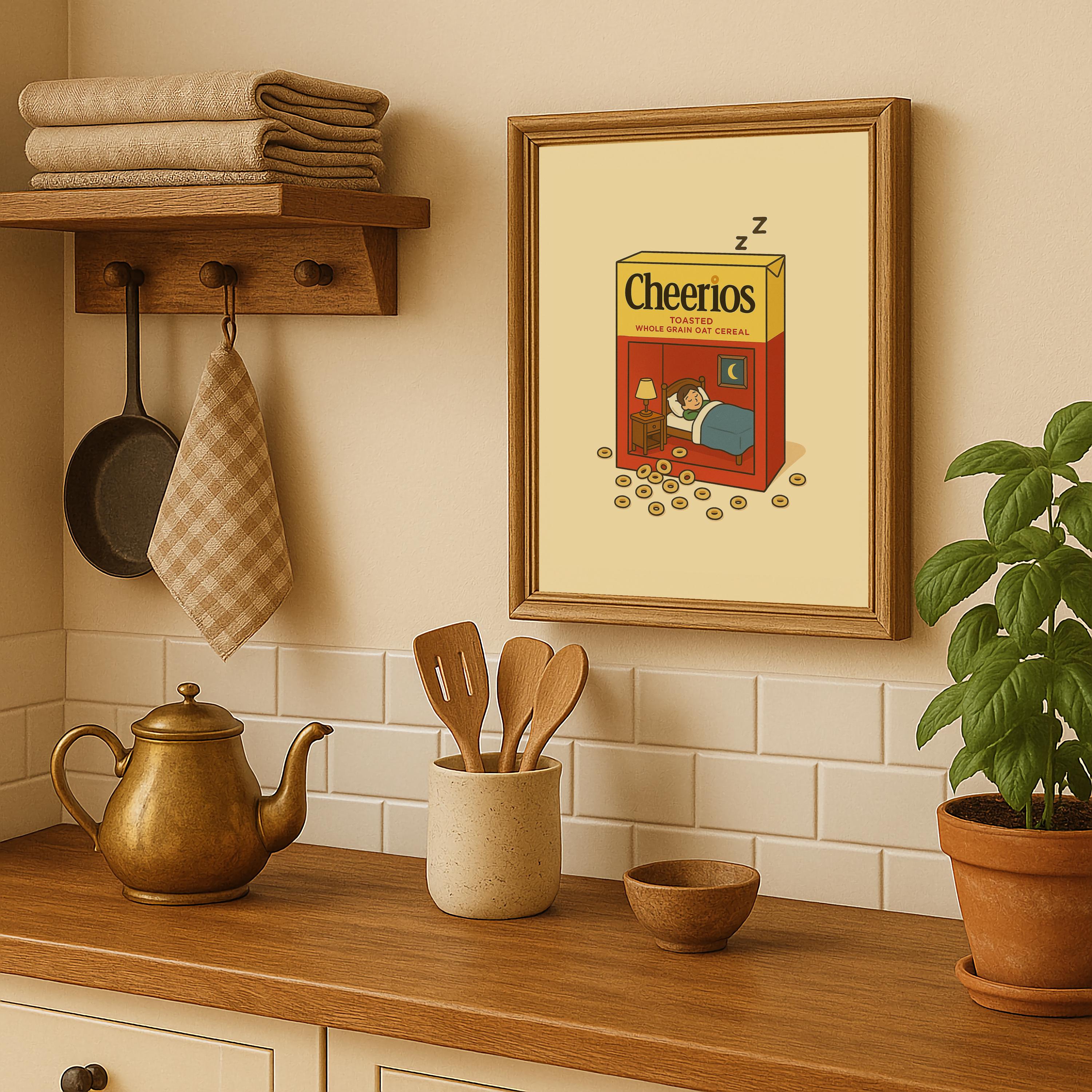 Nap Time in a Cheerios Box - Whimsical Farmhouse Kitchen Wall Art, Cute ...