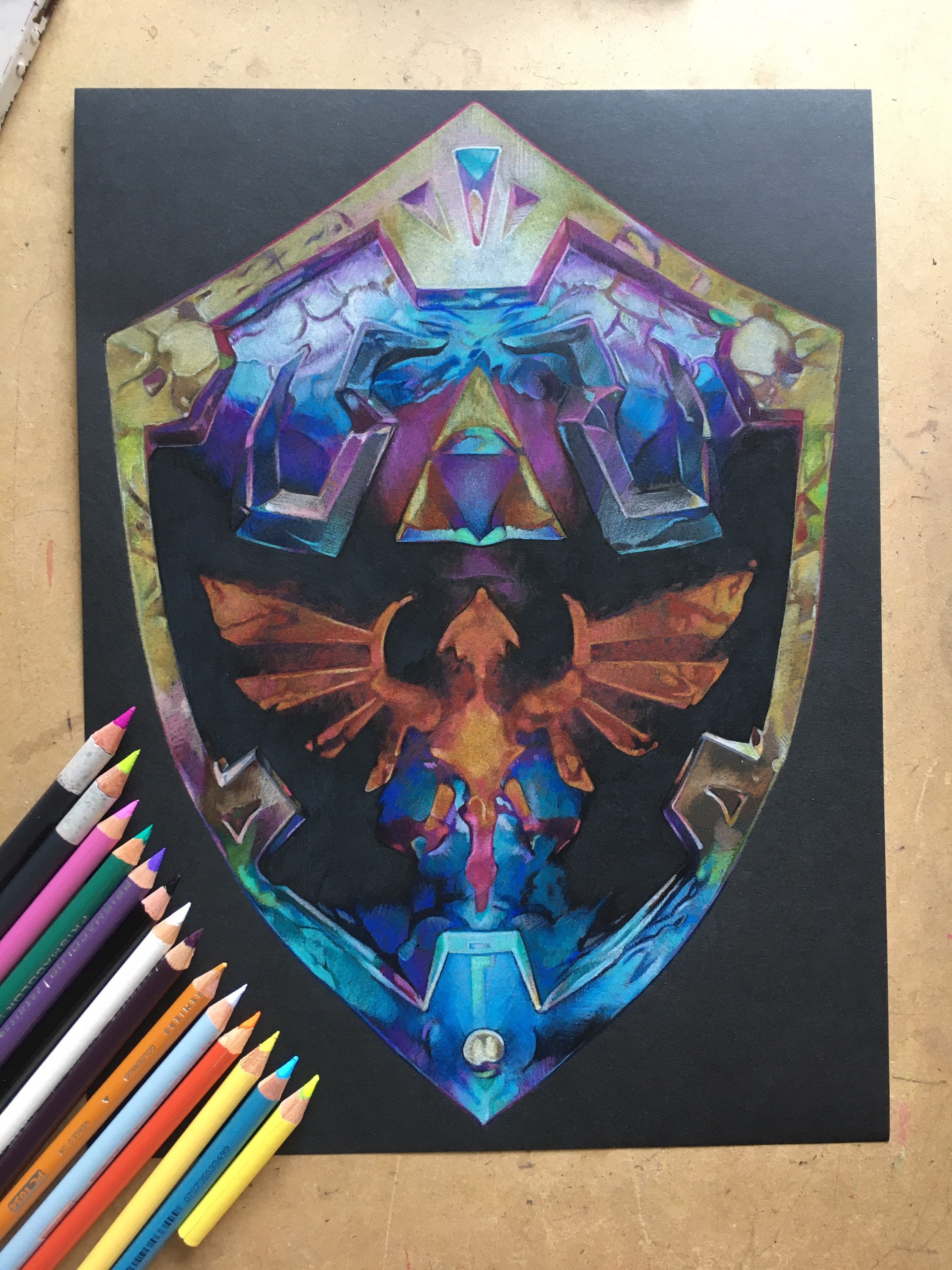 Legend of Zelda Hylian Shield Drawing - Etsy UK