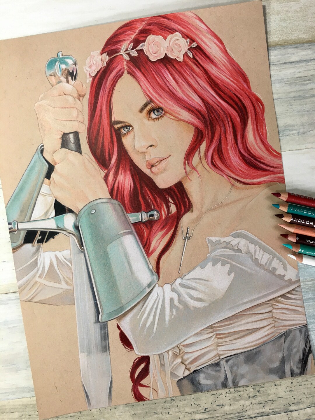 Medieval Warrior Girl Drawing - Etsy Canada