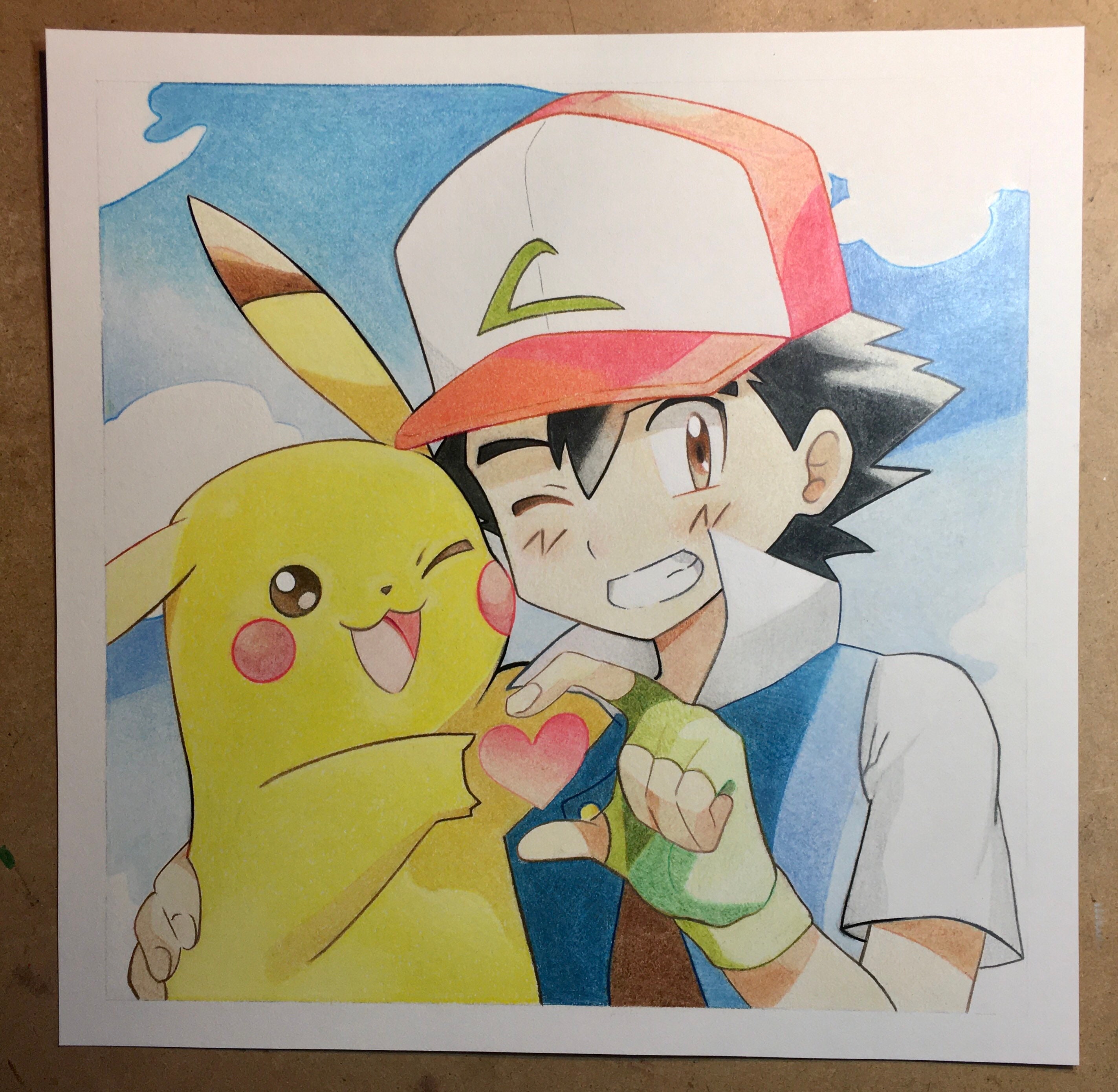 Ash Ketchum & Pikachu Drawing - Etsy