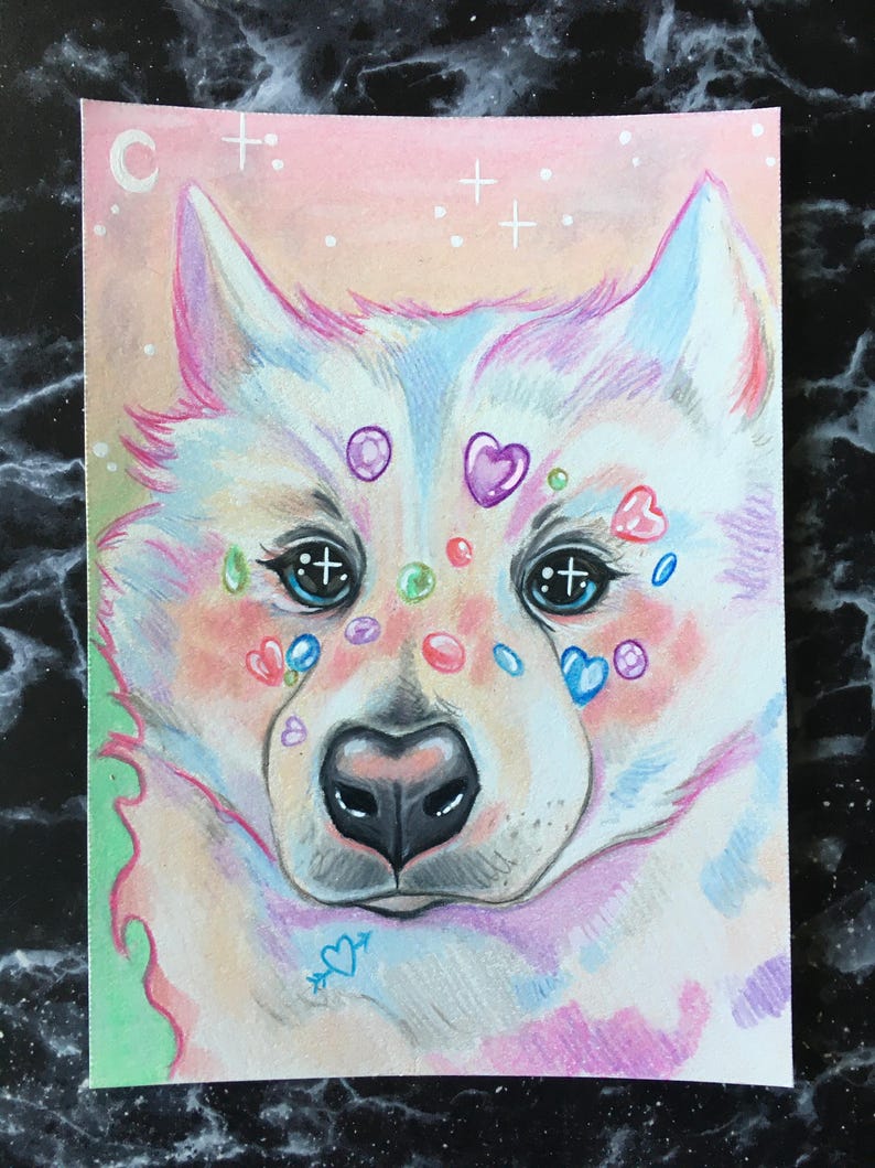Gemstone Dog Drawing - Etsy
