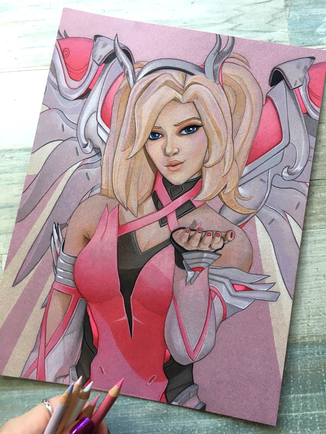Pink Mercy Drawing - Etsy