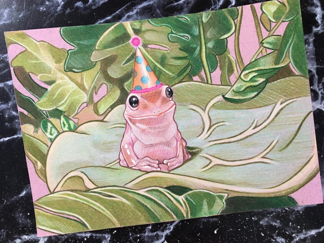 Party Frog Drawing - Etsy