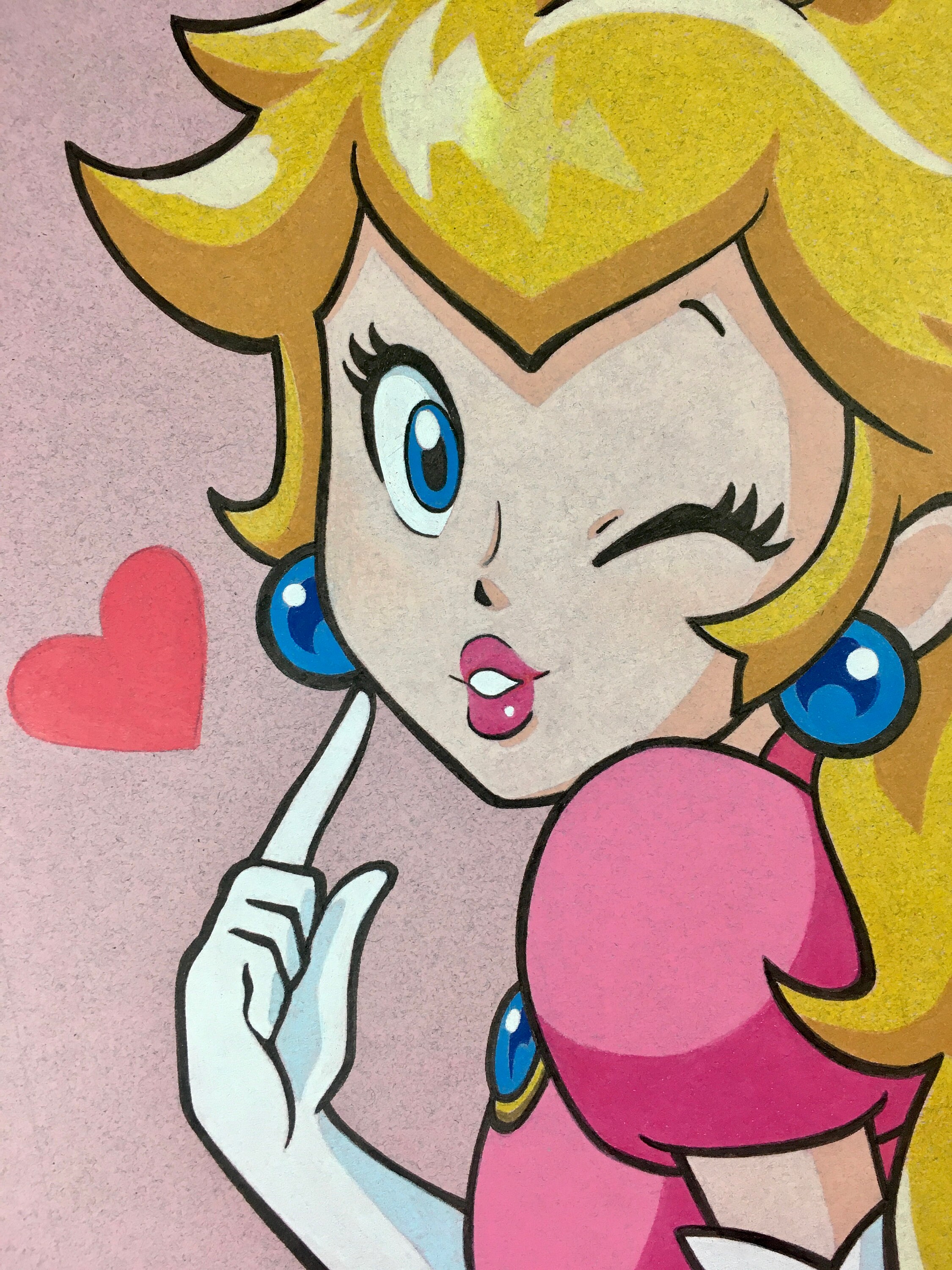 Princess Peach Kiss Drawing Etsy