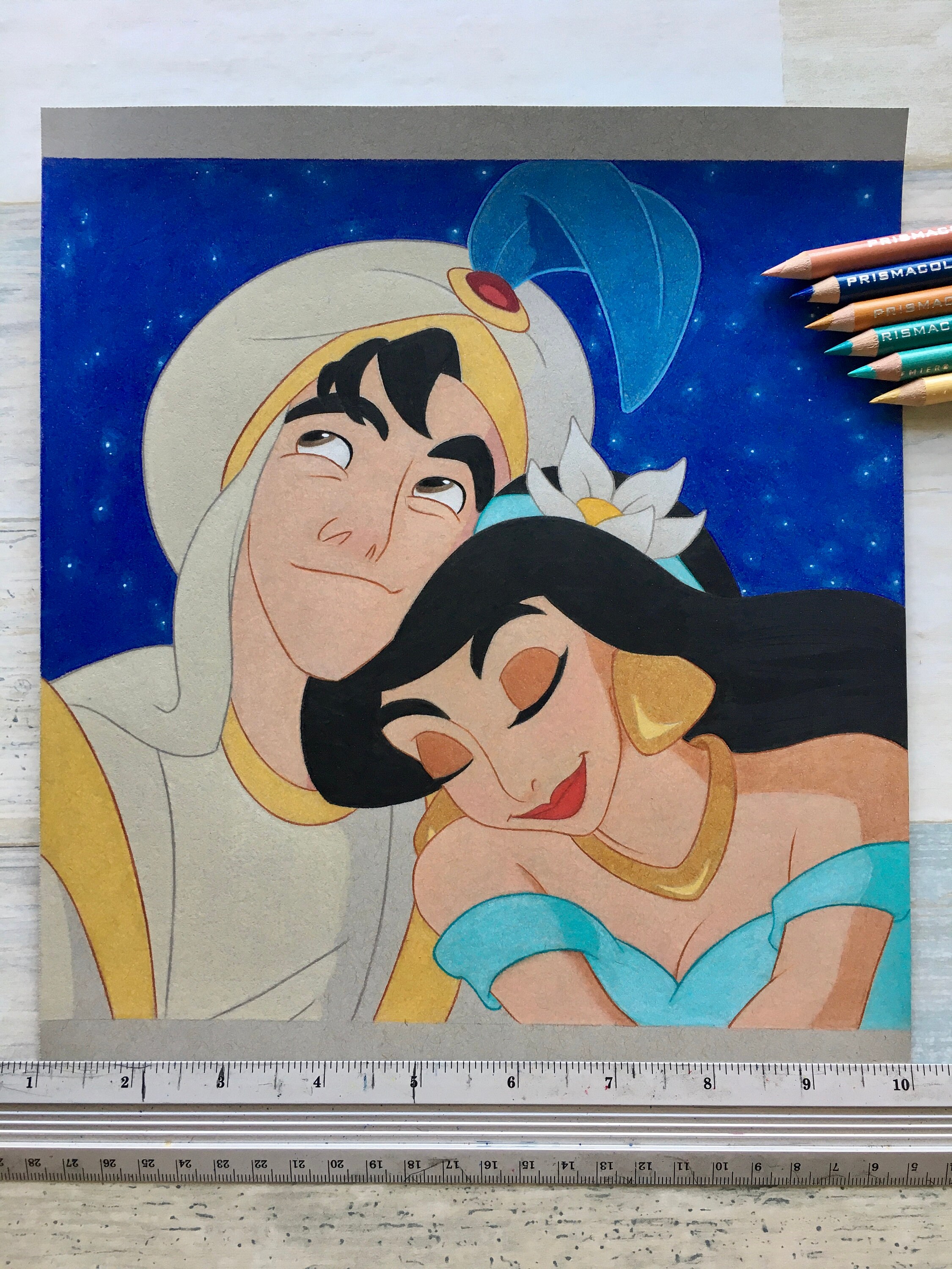 Jasmine and Aladdin Love Drawing - Etsy