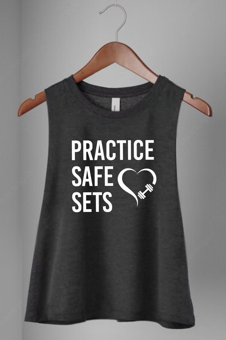 Practice Safe Sets Women’s Cropped Gym Tank | Valentine’s Day Workout ...