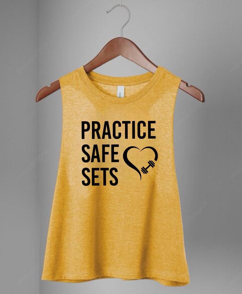 Practice Safe Sets Women’s Cropped Gym Tank | Valentine’s Day Workout ...