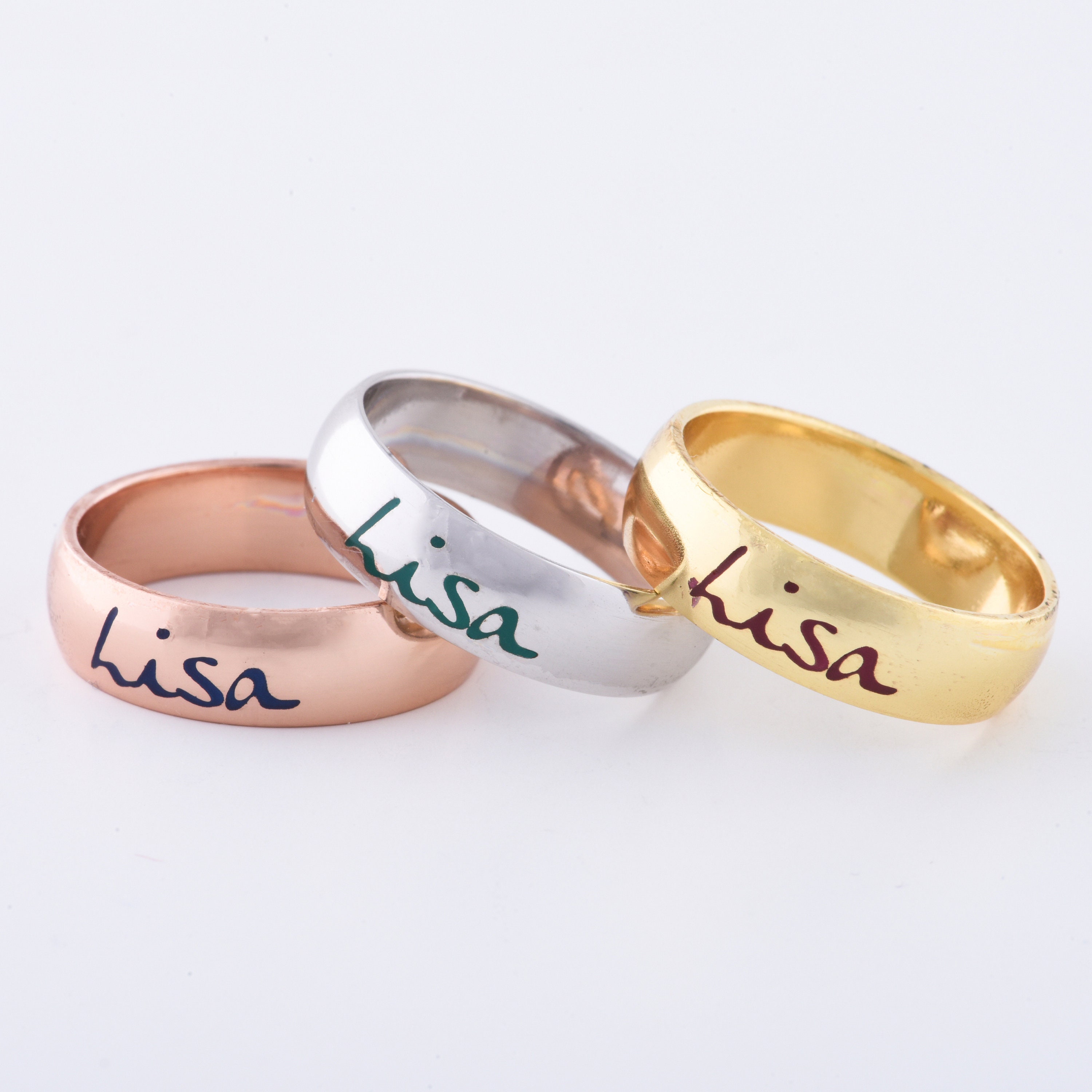 Rings with Names Stacking Name Rings Stacked Name Rings | Etsy