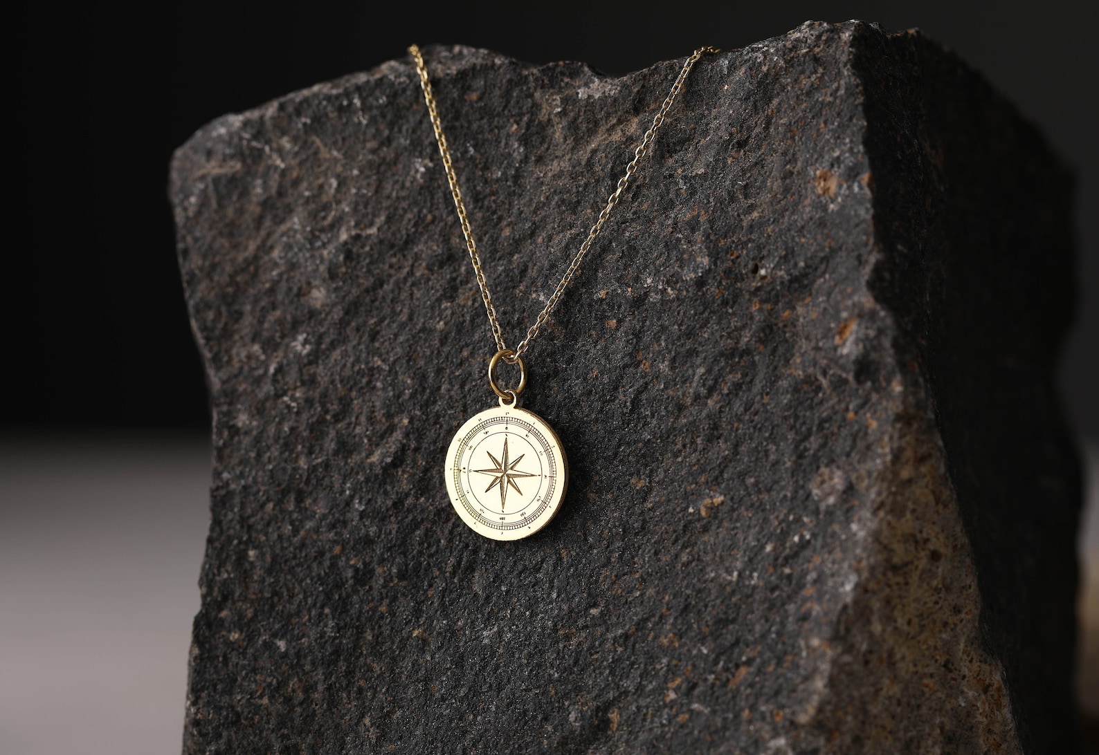 Dainty 14k Gold Compass Necklace, Personalized Compass Pendant, Compass ...