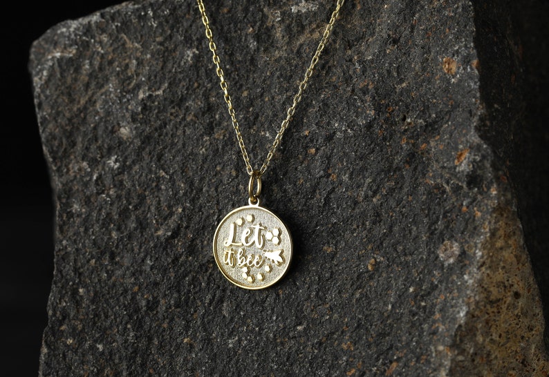 14k Gold Let It Be Necklace Personalized Let It Be Pendant - Etsy