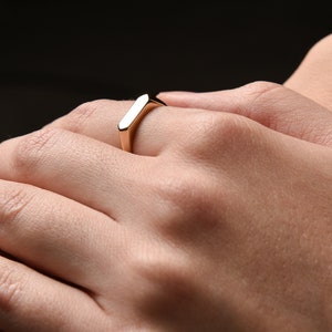 14K Gold Simple Rectangle Ring, Personalized Rectangle Ring, Custom ...