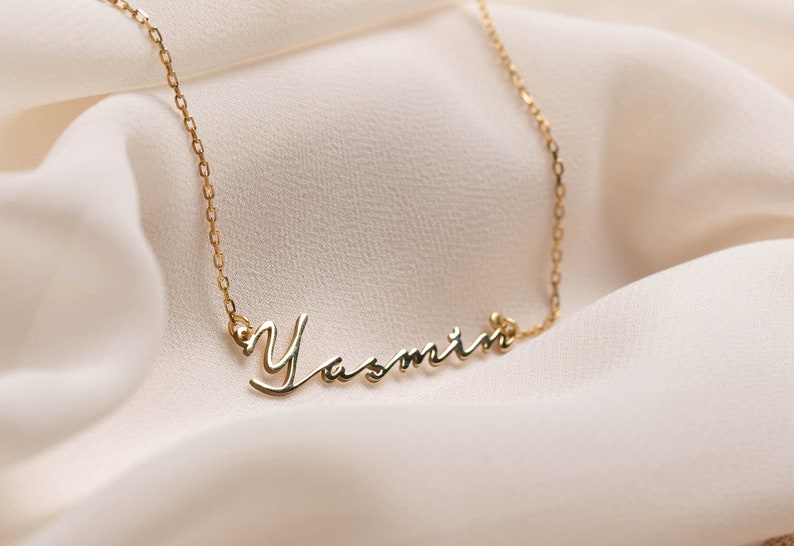 14k Gold Signature Name Necklace Custom Handwriting Necklace Etsy Canada
