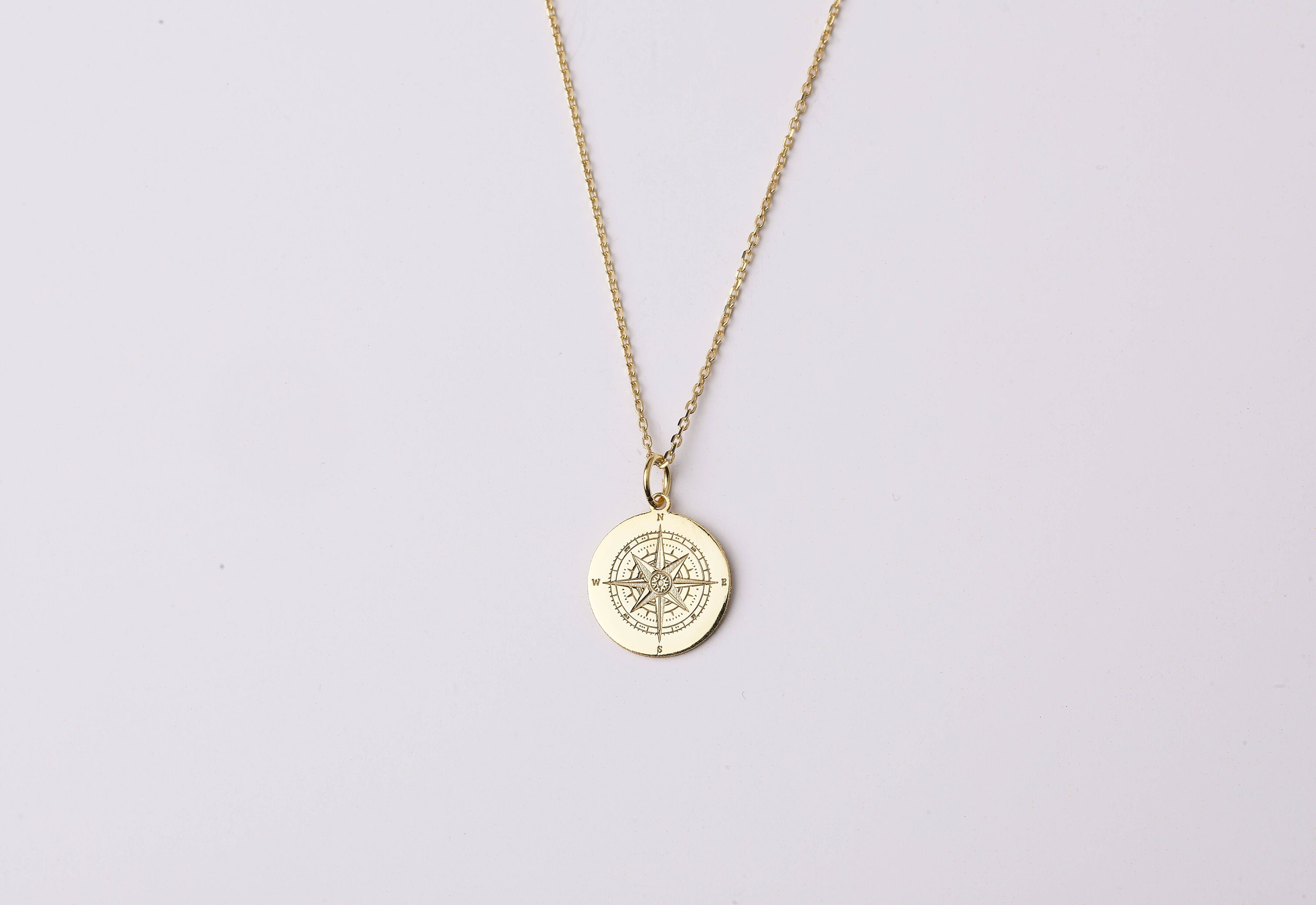 14k Gold Compass Necklace, Compass Jewelry, Personalized Compass ...