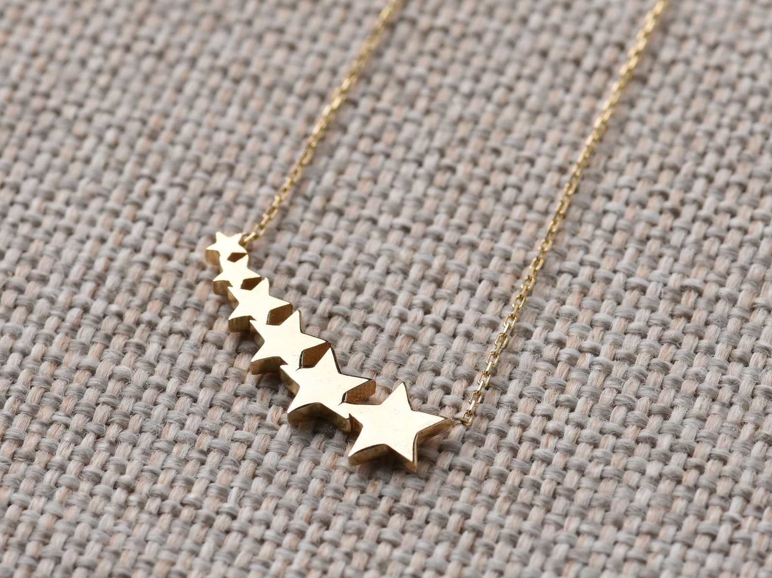 14k Gold Shooting Star Necklace, Multiple Star Necklace, 6 Stars Charms ...