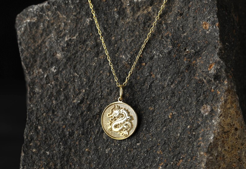 14k Gold Chinese Dragon Necklace Personalized Chinese Dragon - Etsy