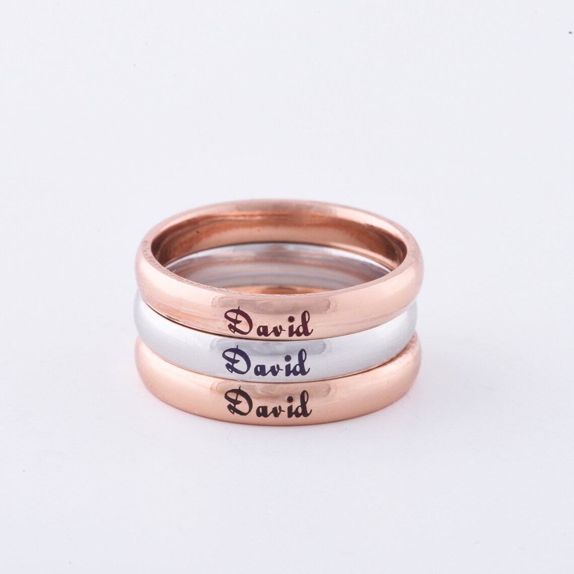 Personalized Stackable Ring for Him Minimalist Ring Engrave - Etsy