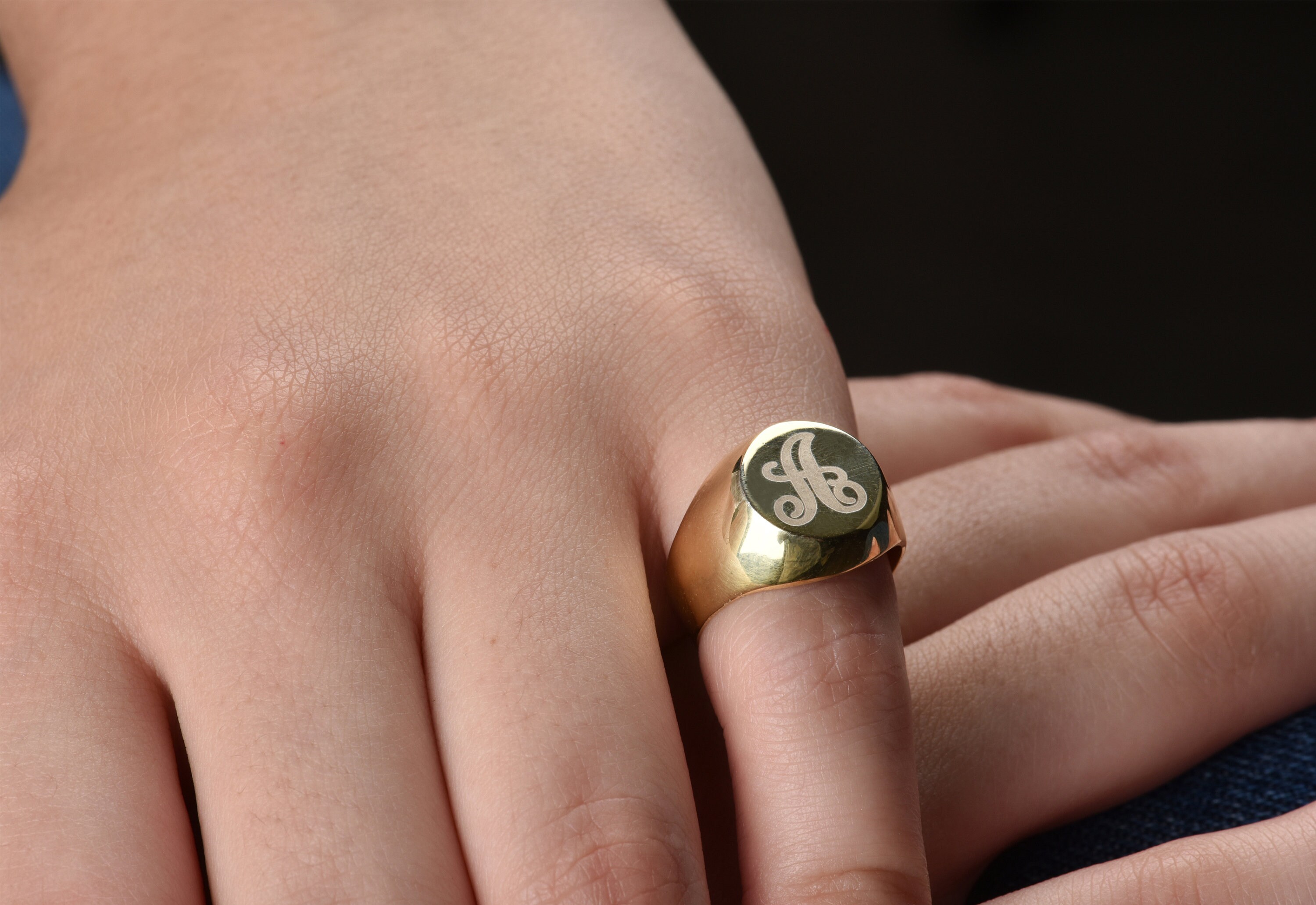 14K Gold Monogram Ring Personalized Signet Ring Letter Ring | Etsy