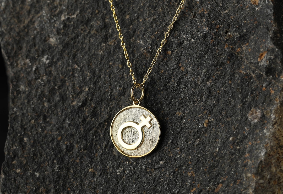 14k Gold Female Symbol Necklace, Personalize Venus Symbol Pendant ...