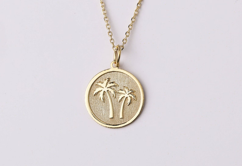 14k Gold Palm Tree Necklace Personalized Palm Tree Pendant - Etsy