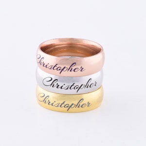 14K Gold Classic Wedding Ring, Cursive Name Ring, 14k Gold Name Ring ...