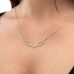 Angel Name Necklace, Angel Wing Necklace, Gift for Daughter, Angel ...