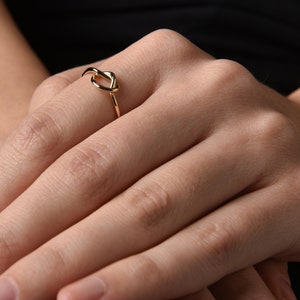 14K Gold Knot Ring, Love Knot Ring, Promise Ring, Gold Thin Round Ring ...
