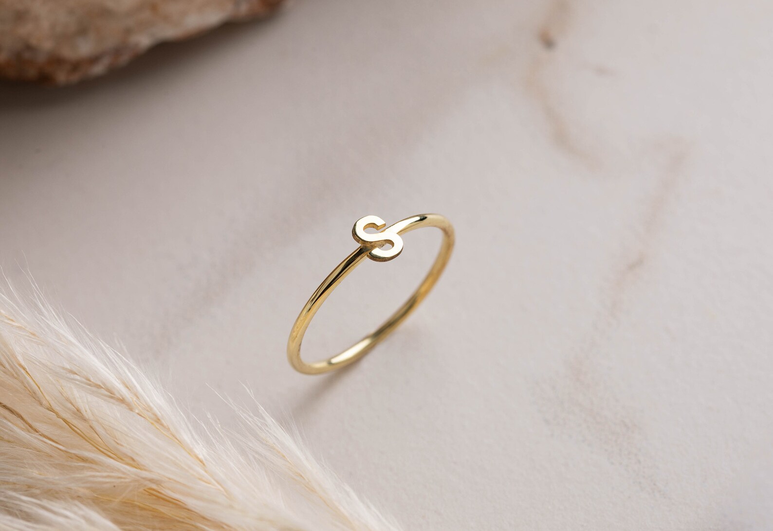 14K Gold Initial Ring A Z Alphabet Ring Letter Ring | Etsy