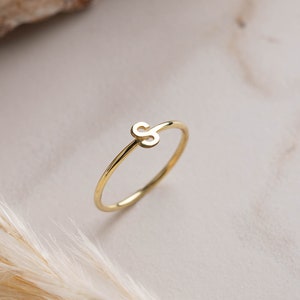 14K Gold Initial Ring, A - Z Alphabet Ring, Letter Ring, Personalized ...