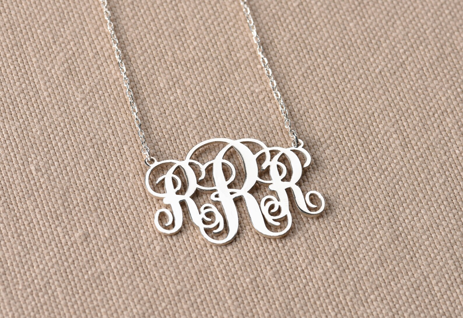 14k Gold Monogram Necklace Monogram Necklace in Gold - Etsy