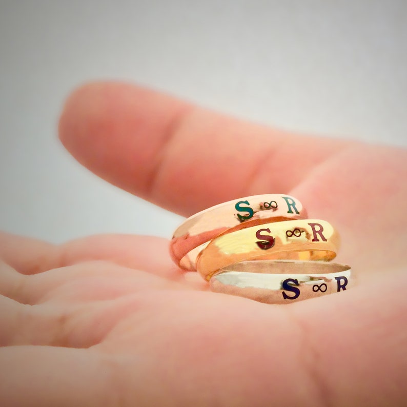 Letter Ring With Infinity Symbol Cursive Name Ring Gold - Etsy