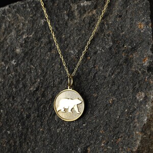 14k Gold Bear Necklace, Personalized Bear Pendant, Mama Bear Necklace ...
