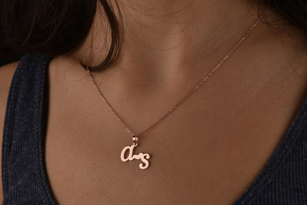 Script Name Necklace, Necklace for Woman, Two Letters Necklace, Two ...