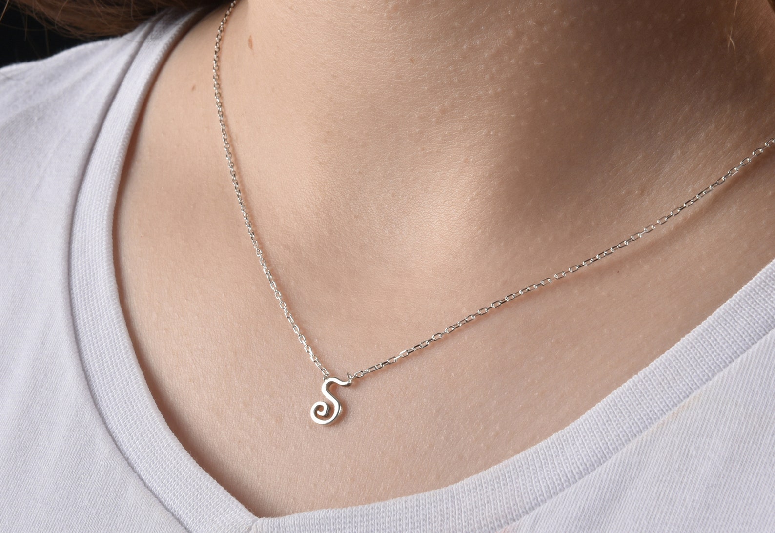 14K Gold Tiny Letter Necklace Simple Letter Necklace Initial - Etsy